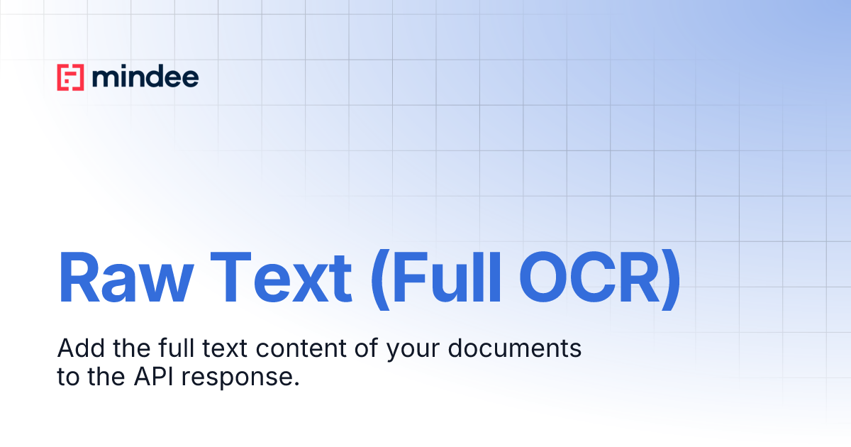 Raw Text (Full OCR) | Mindee